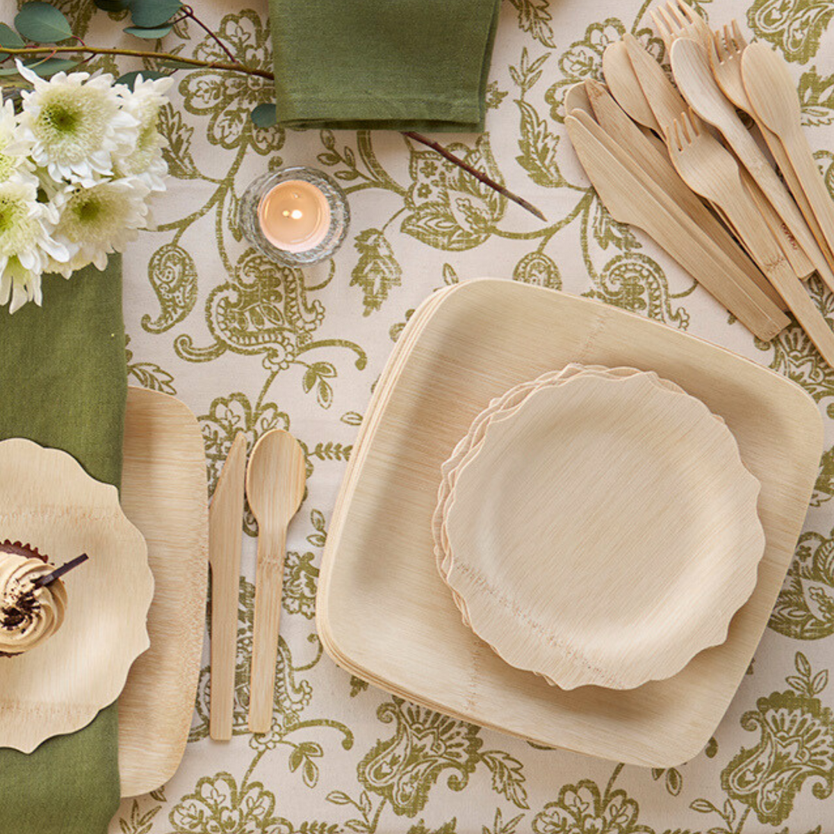 Disposable Compostable Bamboo Plates & Cutlery - bambu