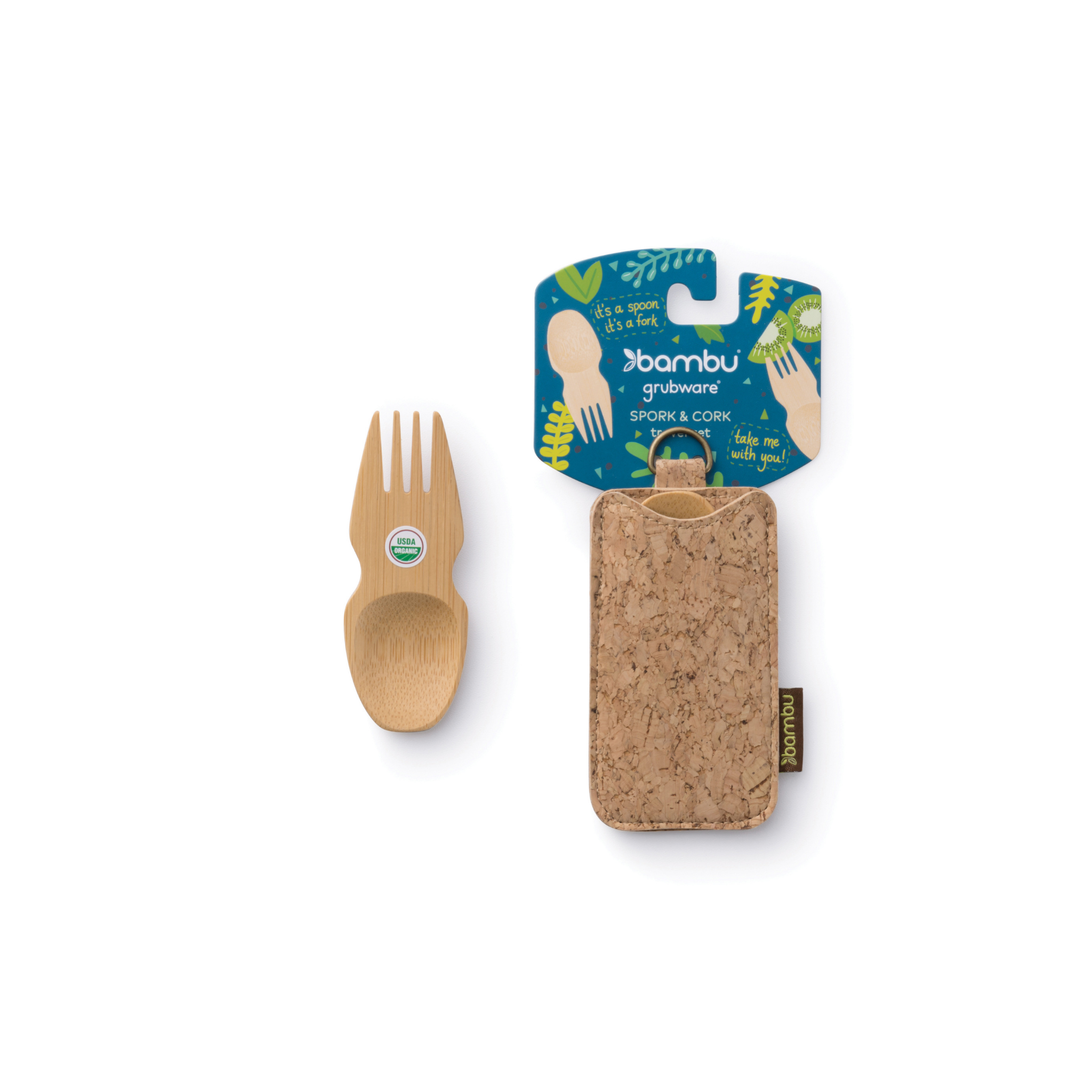 Bamboo Spork Set With Cork Travel Pouch | bambu®