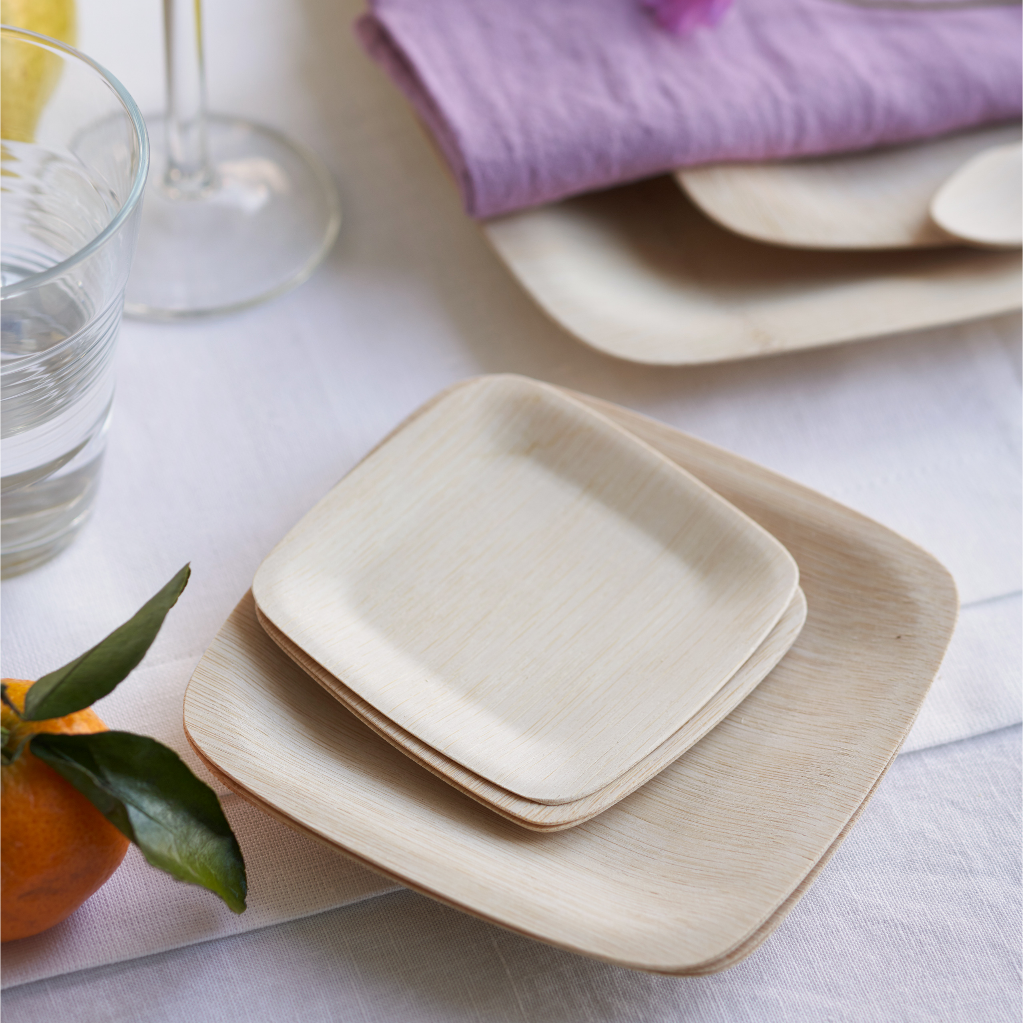 Veneerware® Disposable Bamboo Square Plates - bambu